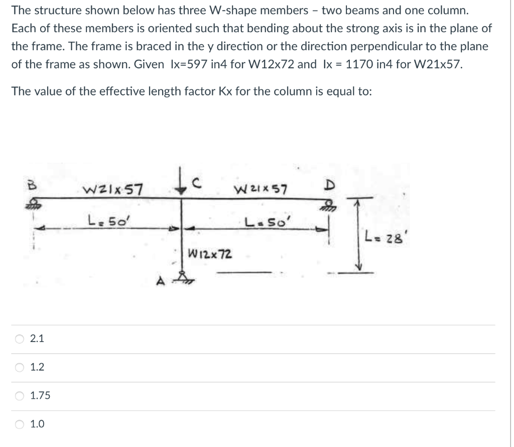 Solved The structure shown below has three W-shape members - | Chegg.com