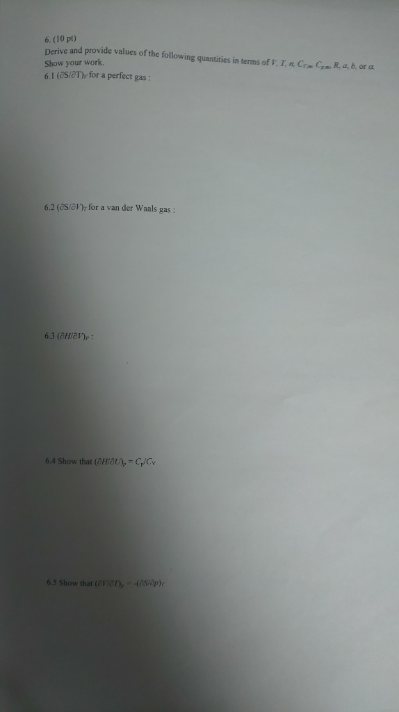 Solved 6. (10 pt) and provide values of the following | Chegg.com Solved 6. (10 pt) and provide values of the following | Chegg.com