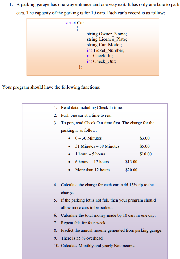 Solved 1. A parking garage has one way entrance and one way | Chegg.com
