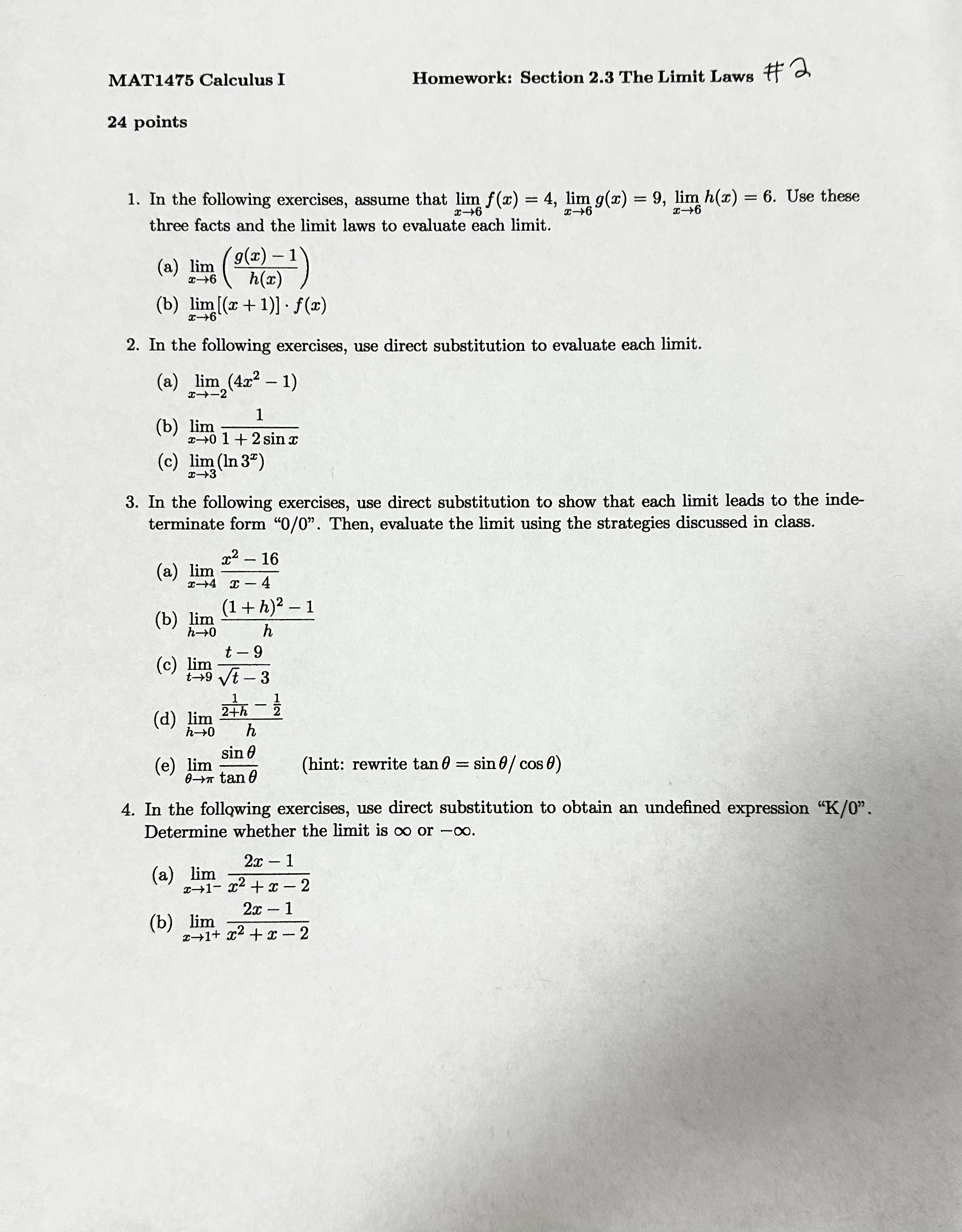 Solved 1. In the following exercises, assume that | Chegg.com