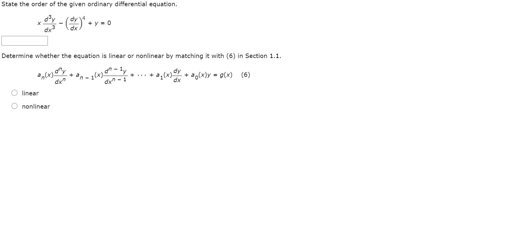 Solved State The Order Of The Given Ordinary Differential