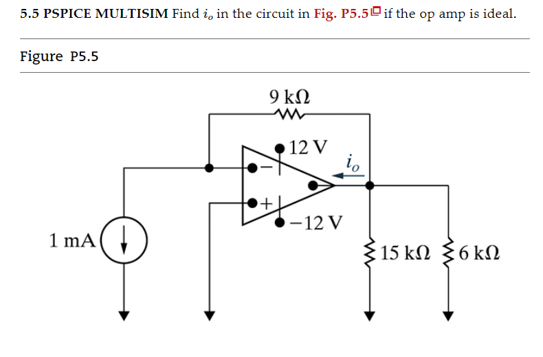 Solved 5.5 PSPICE MULTISIM Find io in the circuit in Fig. | Chegg.com