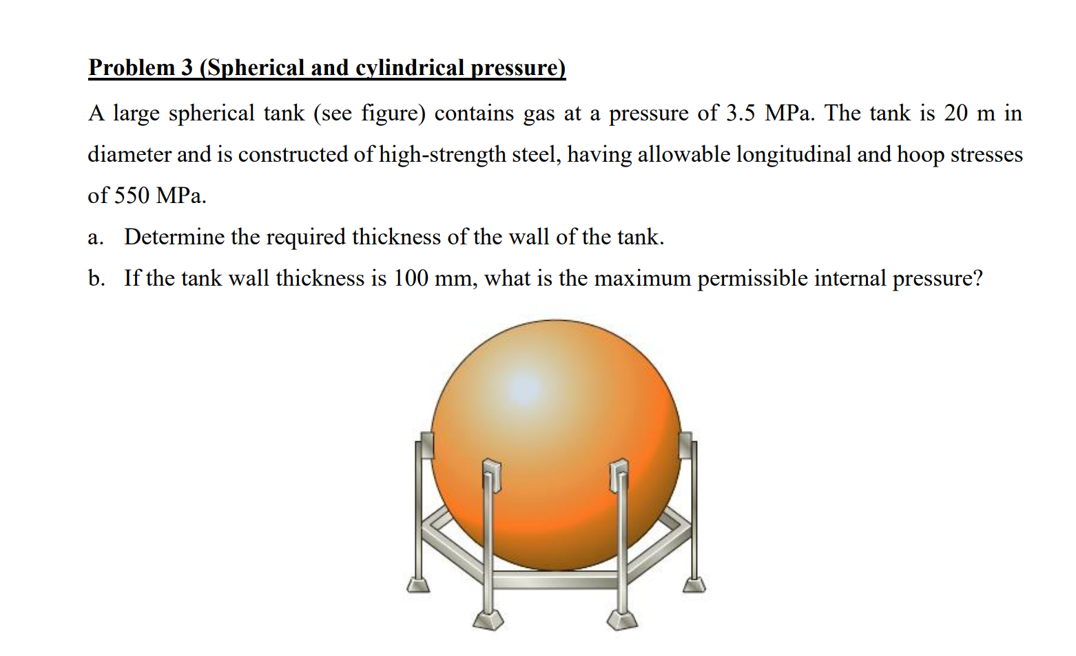 Solved Problem 3 (Spherical and cylindrical pressure) A | Chegg.com