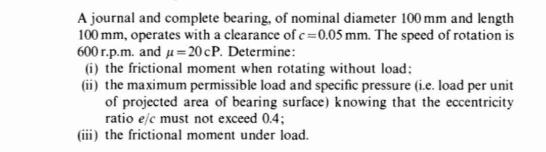 Solved A journal and complete bearing, of nominal diameter | Chegg.com