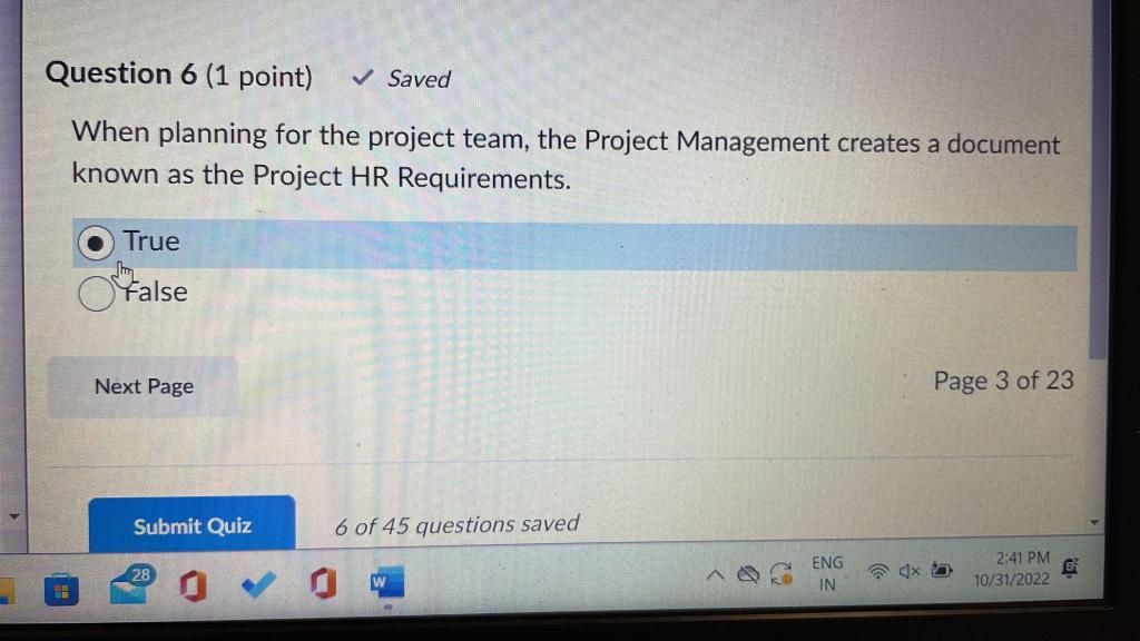 Solved When planning for the project team, the Project | Chegg.com