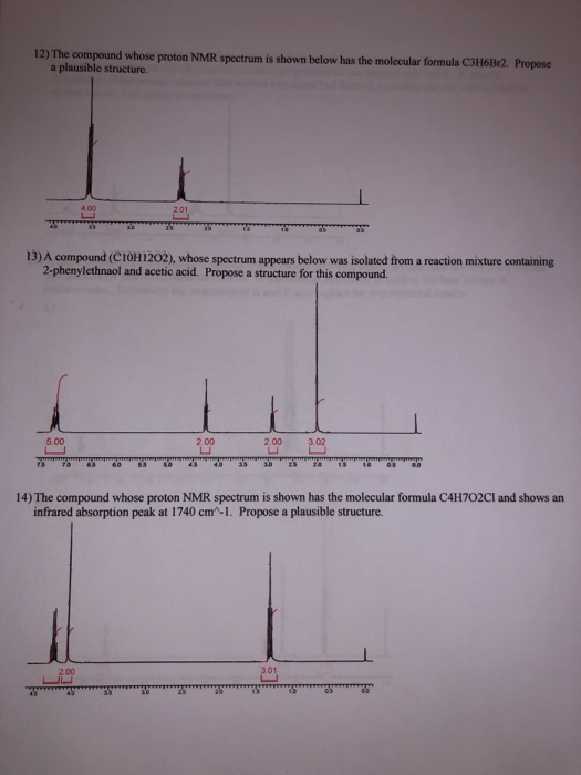 Solved 12) The compound whose proton NMR spectrum is shown | Chegg.com