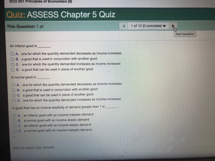 Solved ECO 201 Principles of Economics (3) Quiz: ASSESS | Chegg.com