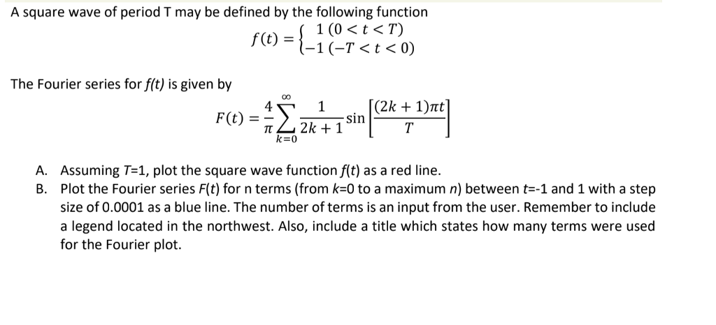 Solved A square wave of period T may be defined by the | Chegg.com