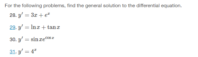 Solved For the following problems, find the general solution | Chegg.com