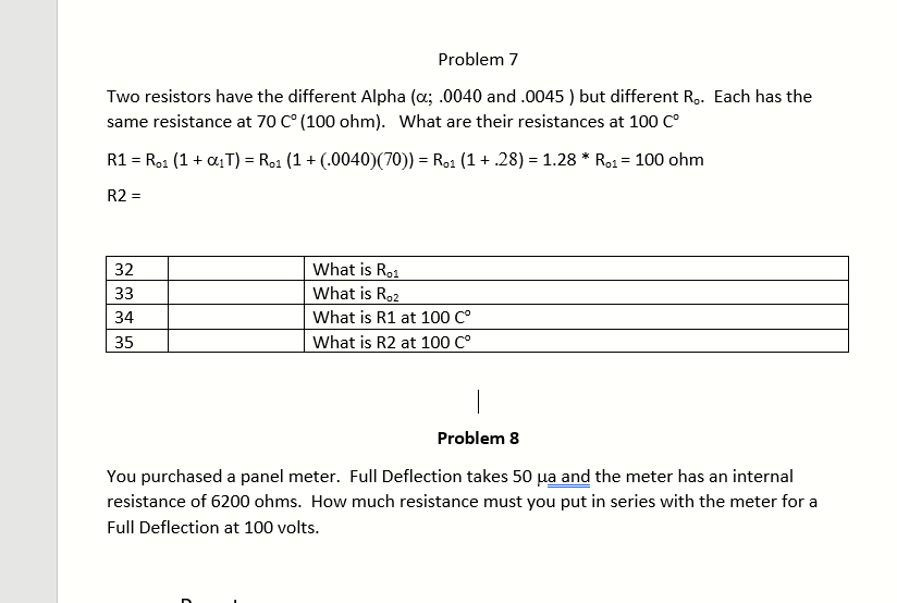 Solved Problem 7 Two resistors have the different Alpha (a; | Chegg.com