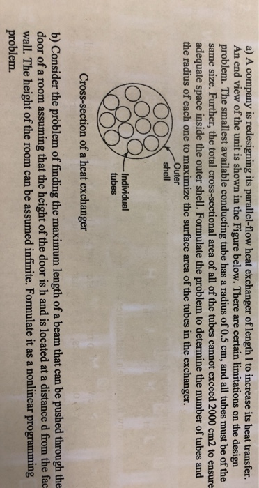 Solved a) A company is redesigning its parallel-flow heat | Chegg.com