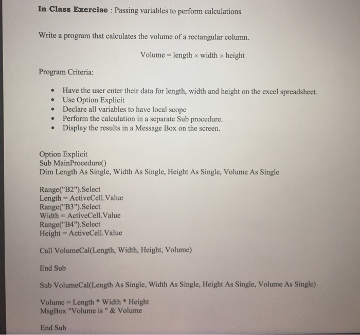 Solved: Homework: Passing Variables To Perform Calculation... | Chegg.com