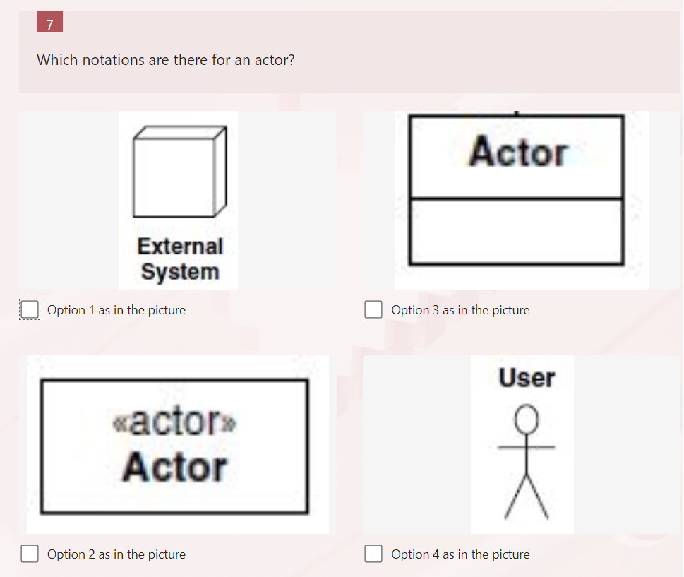 Solved Which notations are there for an actor? Option 1 as | Chegg.com