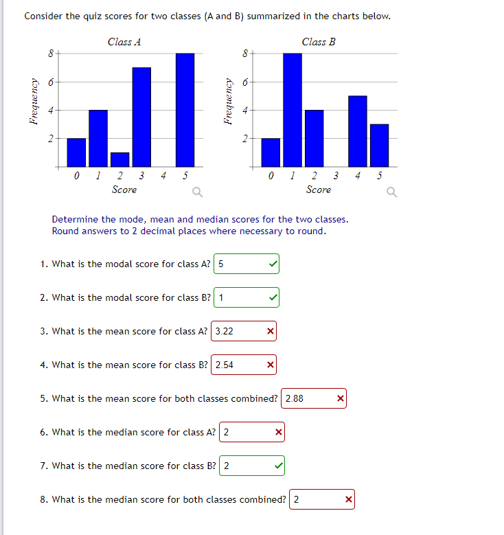 Solved Consider the quiz scores for two classes (A and B ) | Chegg.com