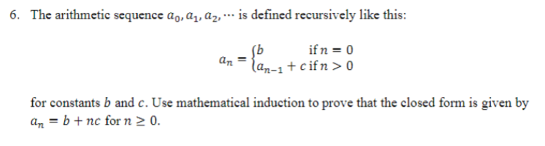 Solved 6. The arithmetic sequence a0,a1,a2,⋯ is defined | Chegg.com