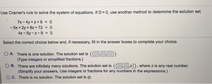 Solved Use Cramer's rule to solve the system of equations. | Chegg.com