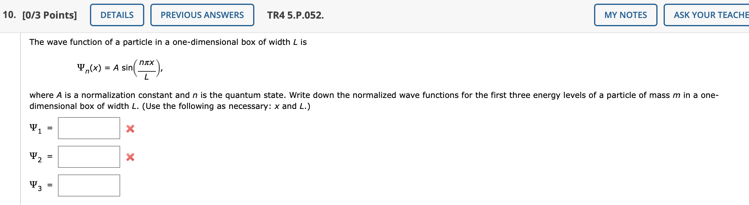 Solved 10. [0/3 Points] DETAILS PREVIOUS ANSWERS TR4 | Chegg.com