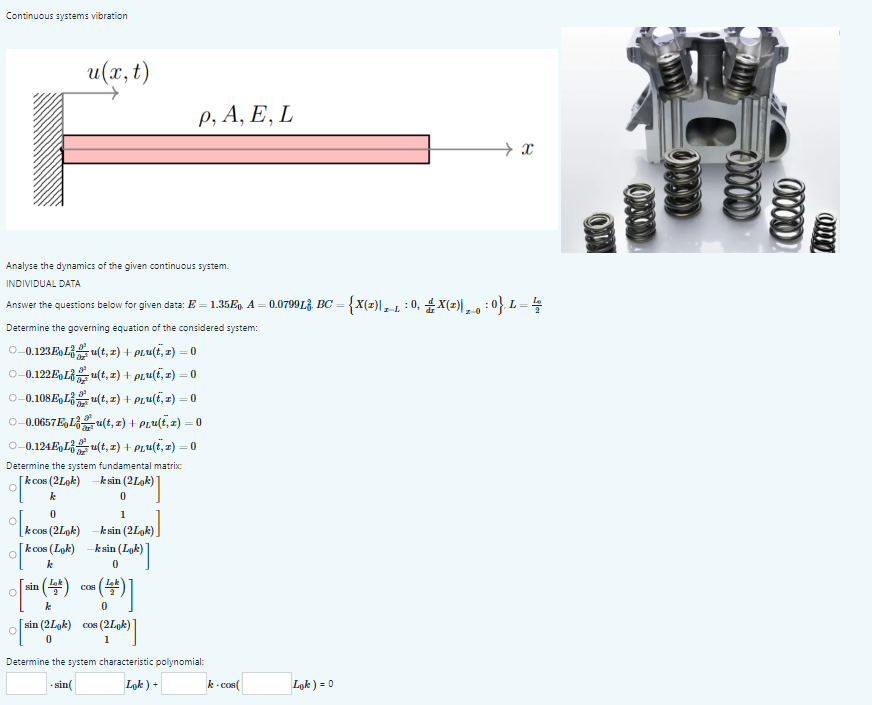 Solved Continuous systems vibration Analyse the dynamics of | Chegg.com