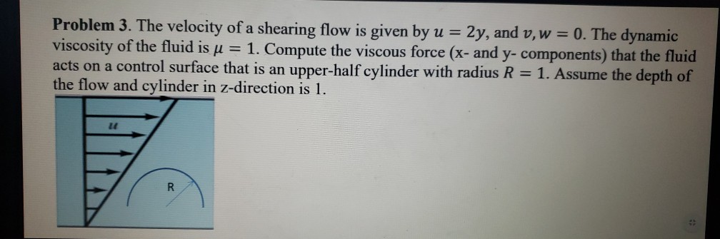 Solved Problem 3. The velocity of a shearing flow is given | Chegg.com
