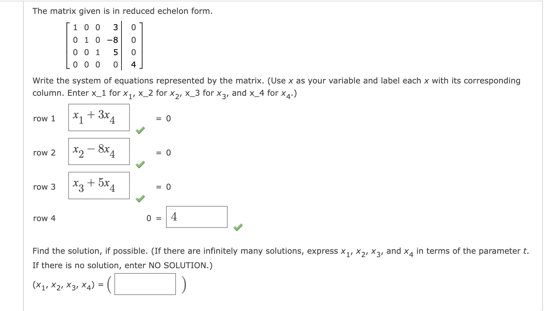 Solved The matrix given is in reduced echelon form. | Chegg.com