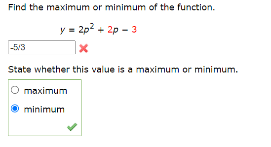 Solved Find The Maximum Or Minimum Of The Function
