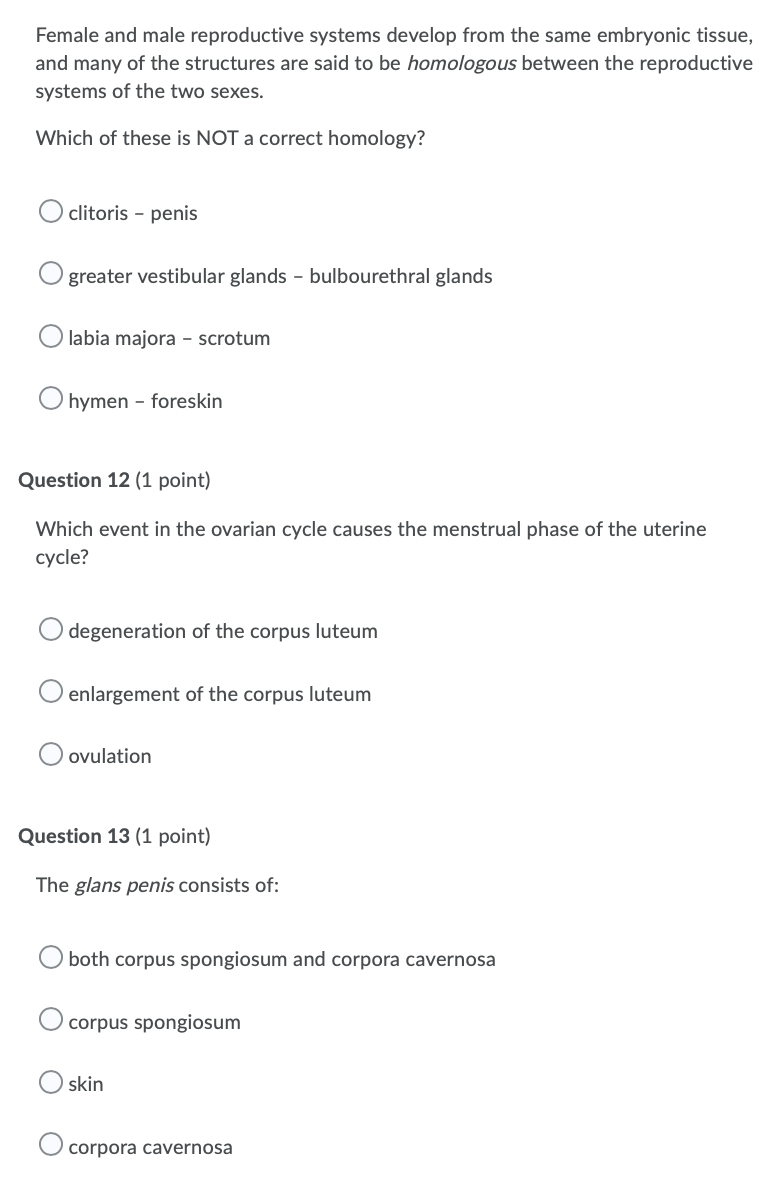 Solved Female and male reproductive systems develop from the | Chegg.com