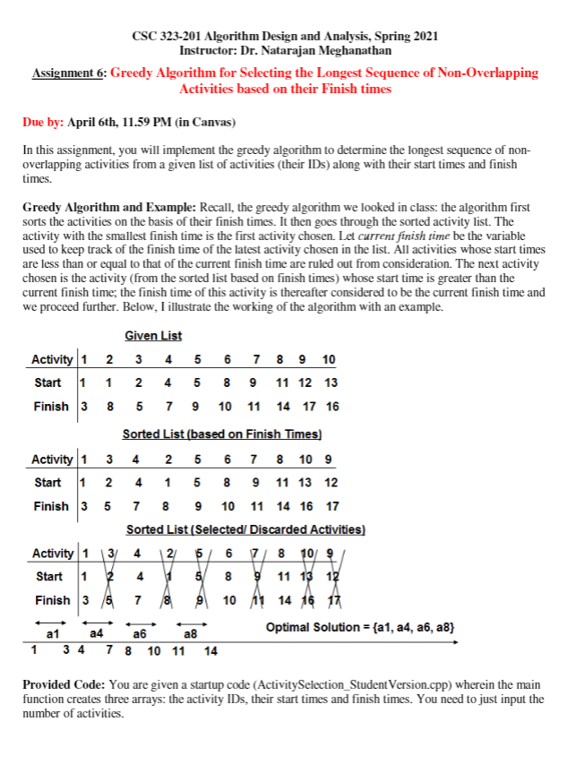 Solved CSC 323-201 Algorithm Design and Analysis, Spring | Chegg.com