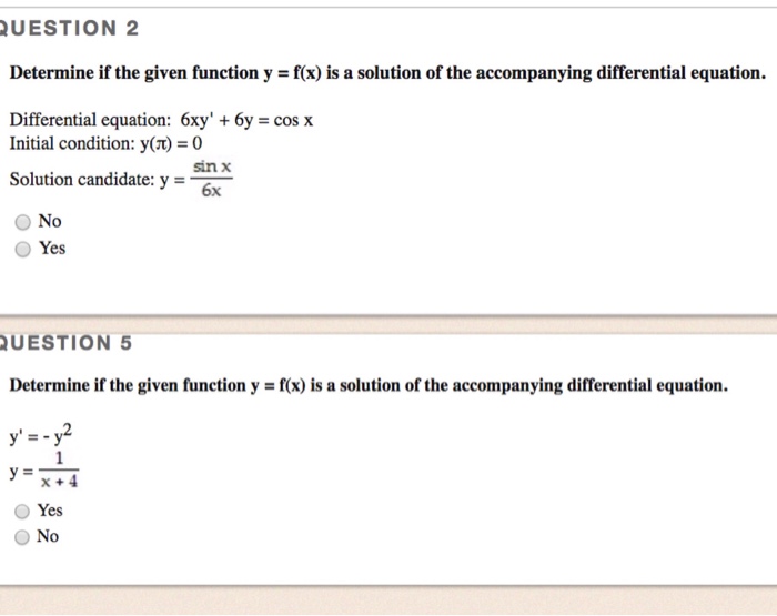 Solved UESTION 2 Determine if the given function y fx) is a | Chegg.com