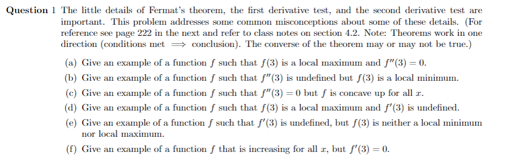 Solved Question 1 The little details of Fermat's theorem, | Chegg.com