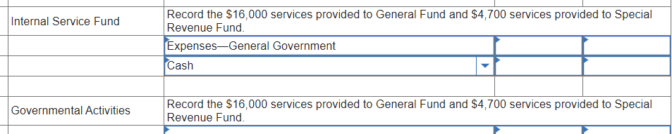 Solved Internal Service Fund Record the $16,000 services | Chegg.com