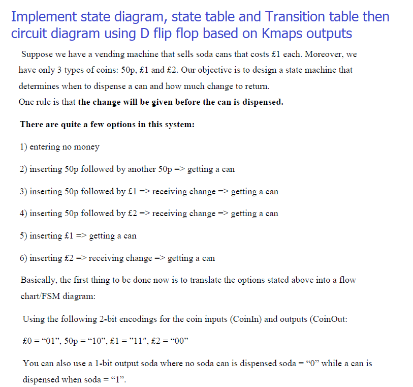 Solved Implement state diagram, state table and Transition | Chegg.com