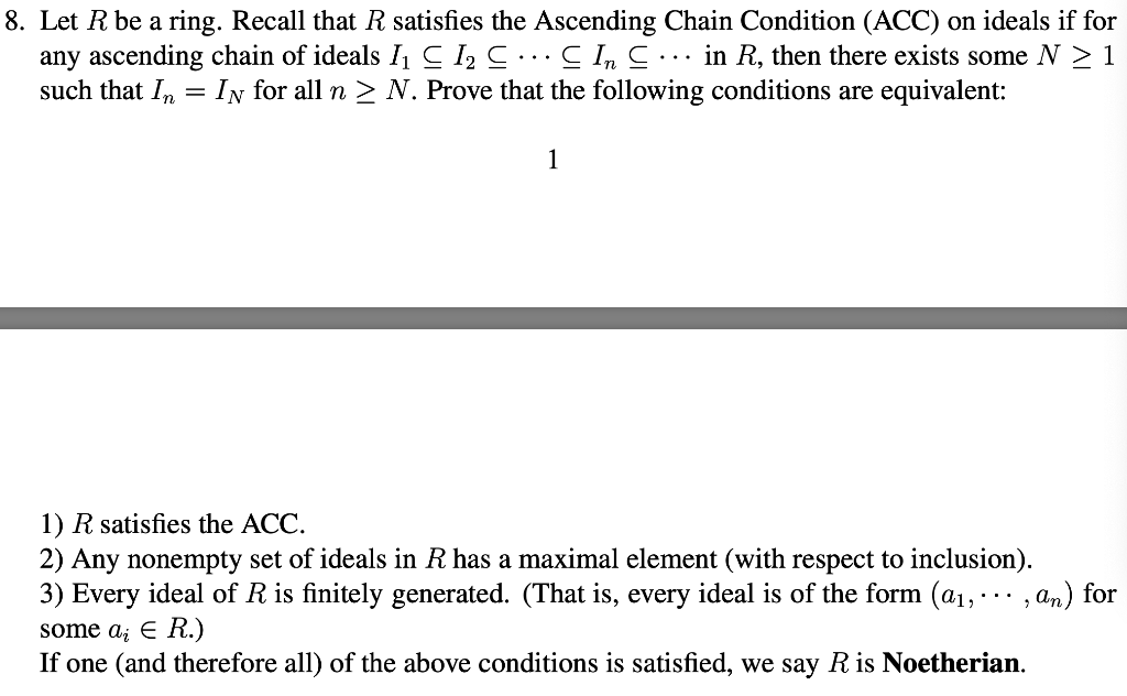 Solved Let R be a ring. Recall that R satisfies the | Chegg.com