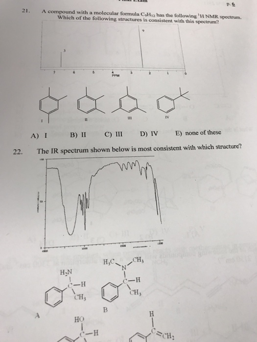 A compound with a molecular formula C_9H_12 has the | Chegg.com