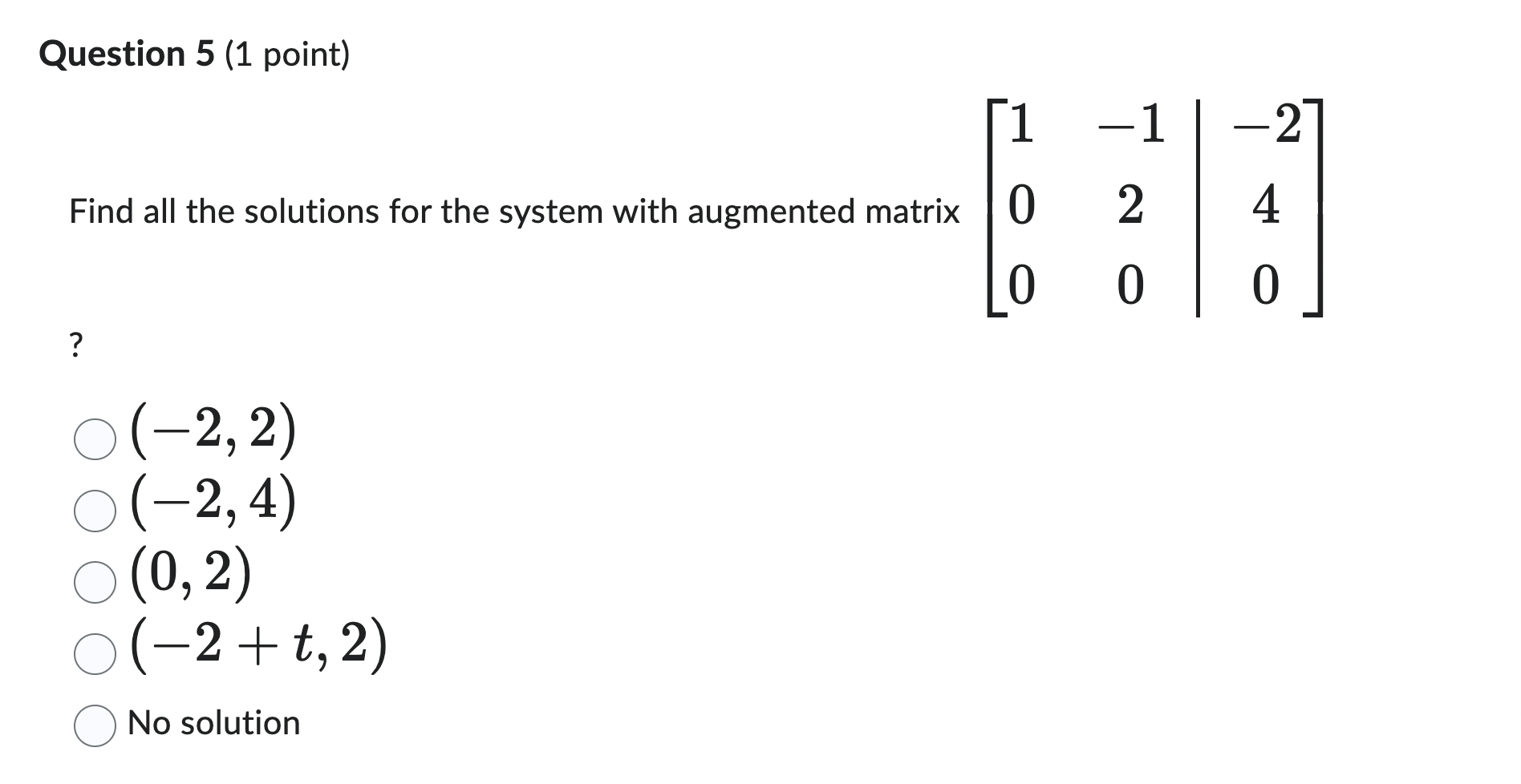 Solved Question 5 (1 ﻿point)Find all the solutions for the | Chegg.com