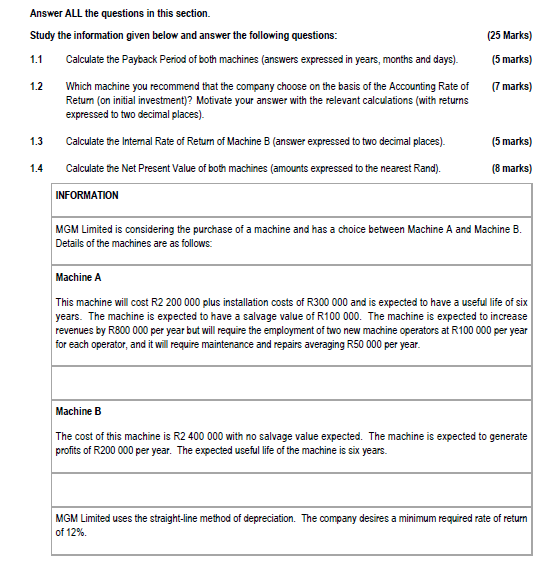 Solved (25 Marks) (5 marks) 1.1 1.2 (7 marks) Answer ALL the | Chegg.com