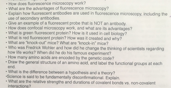 Solved How does fluorescence microscopy work? What are the | Chegg.com
