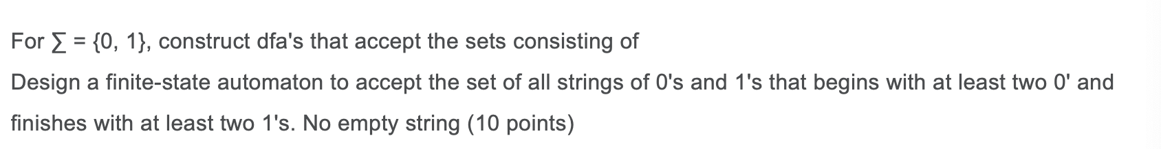 Solved For = {0, 1}, construct dfa's that accept the sets | Chegg.com