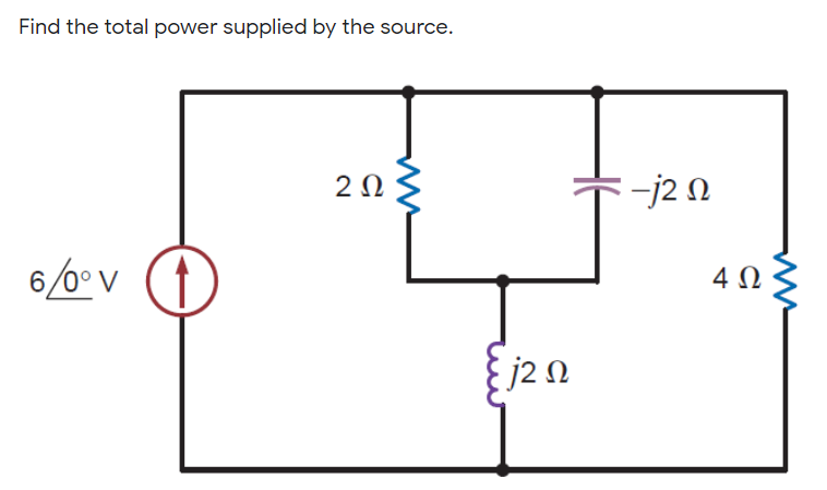 Solved Find the total power supplied by the source. 2 Ω -j2 | Chegg.com