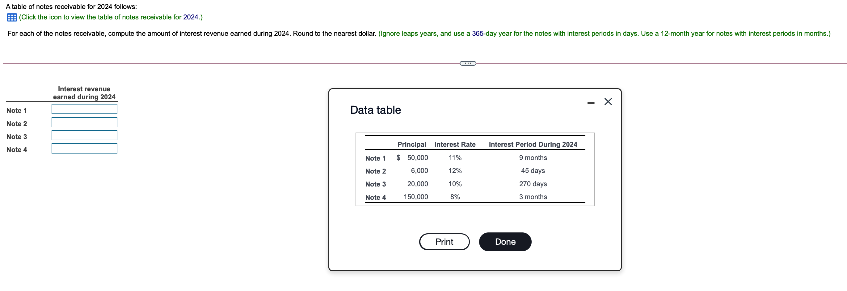 Solved A Table Of Notes Receivable For 2024 Follows Click 