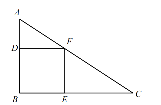 Solved Right-angled triangle ABC contains square DBEF which | Chegg.com