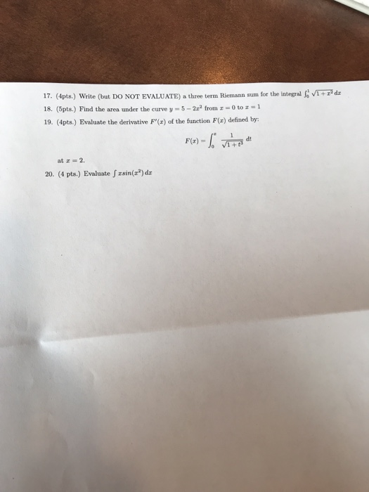 Solved 17. (4pta.) Write (but DO NOT EVALUATE)a three term | Chegg.com