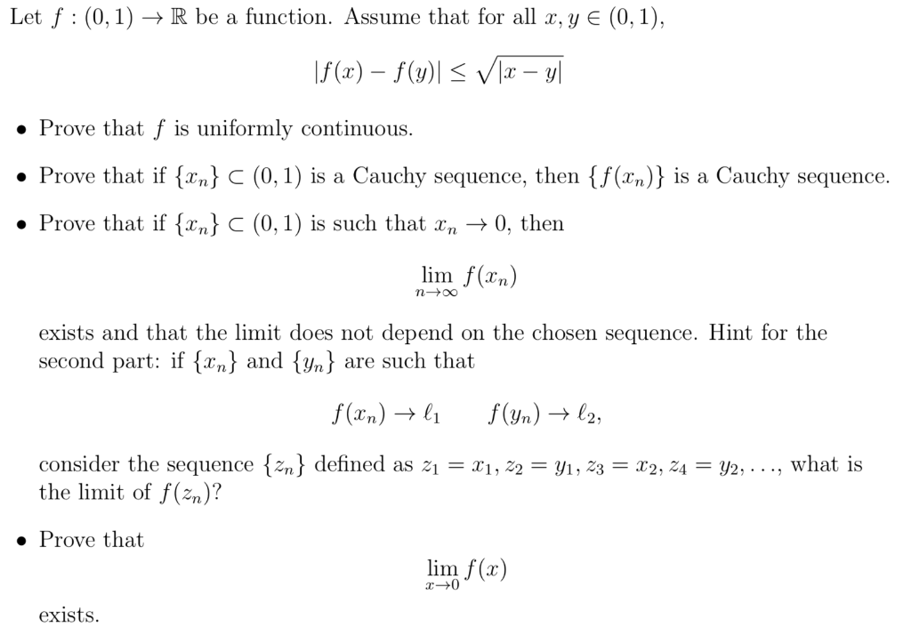 Solved Let F 0 1 R Be A Function Assume That For All