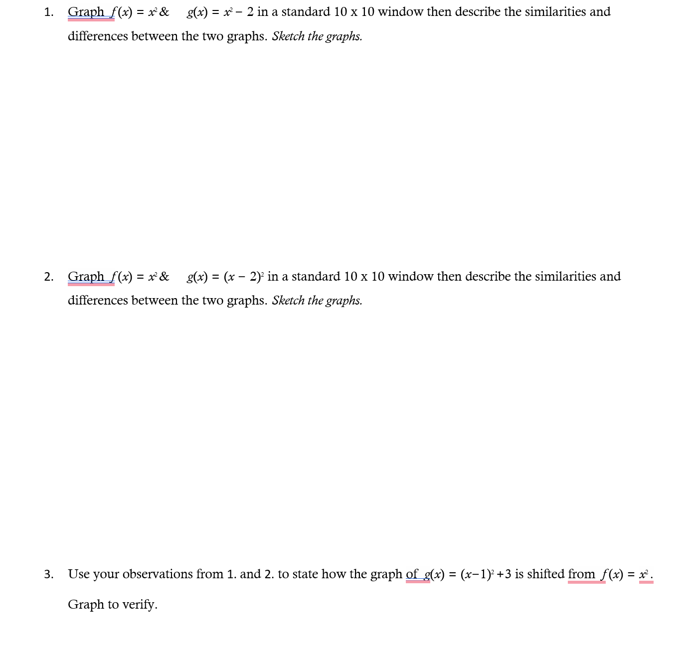Solved Graph f(x)=x2&,g(x)=x2-2 in a standard 10×10 window | Chegg.com Solved Graph f(x)=x2&,g(x)=x2-2 in a standard 10×10 window | Chegg.com