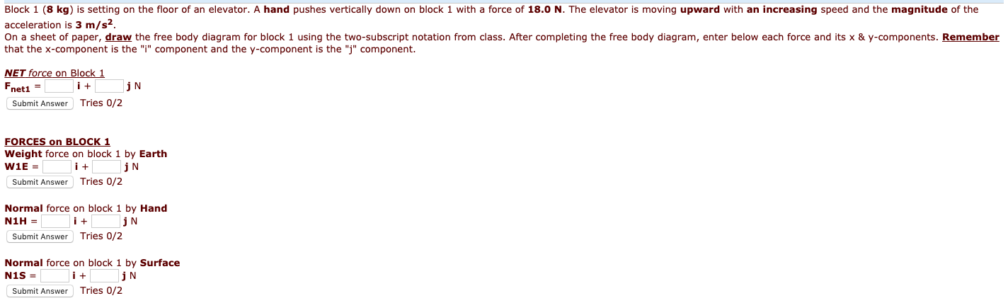 Solved Block 1 (8 kg) is setting on the floor of an | Chegg.com