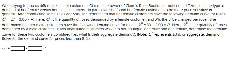 Solved When trying to assess differences in her customers, | Chegg.com