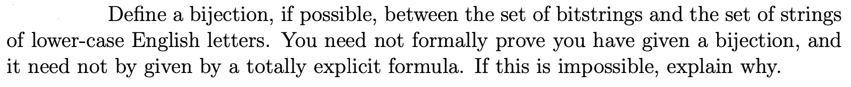 Solved Define a bijection, if possible, between the set of | Chegg.com