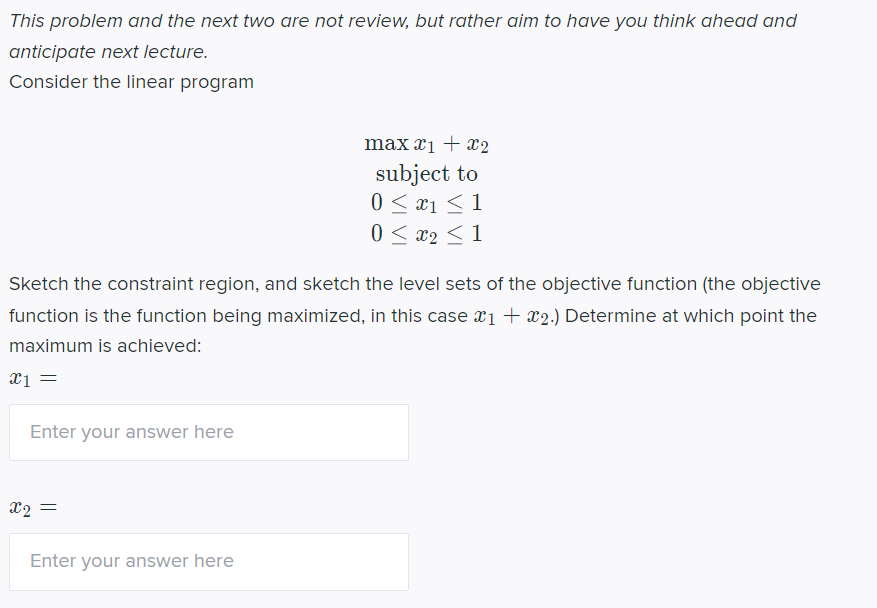 Solved Given the linear program max x + y subject to 9x +y > | Chegg.com