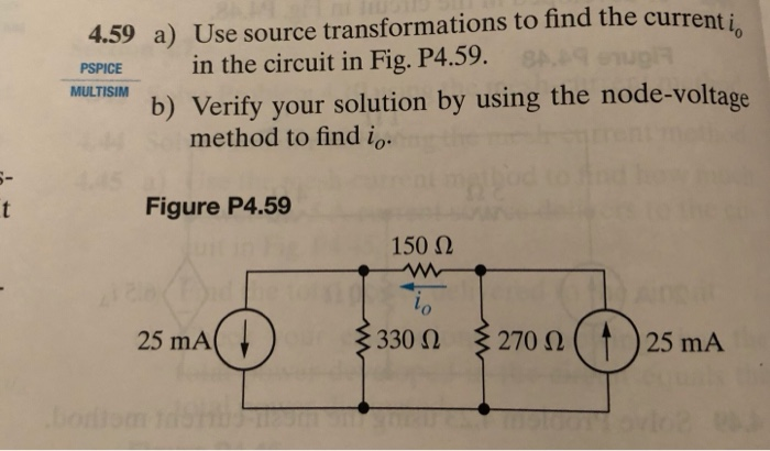 Solved 4 59 A Use Source Transformations To Find The