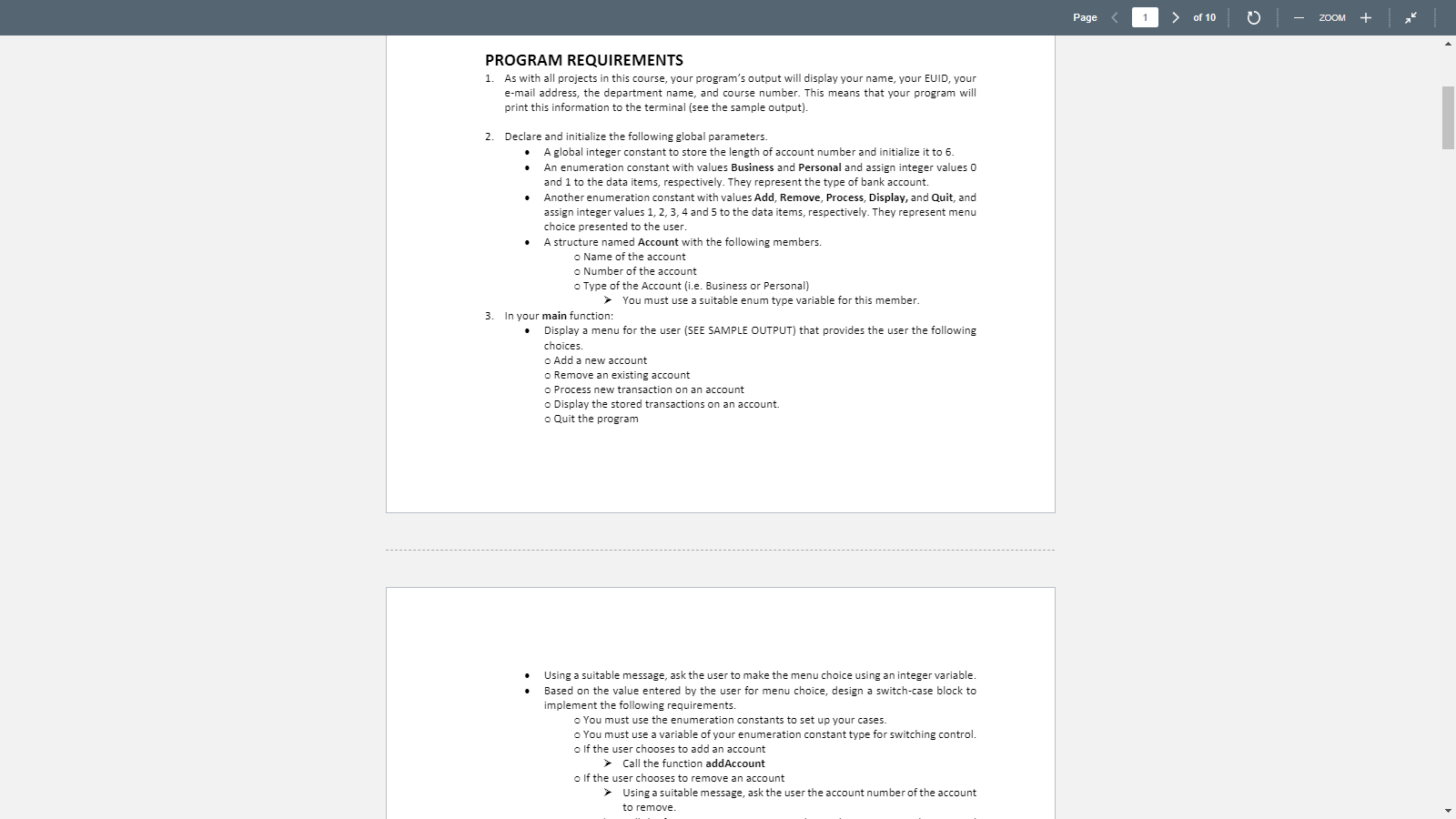 C++ *All parts are a single assignment* Example | Chegg.com