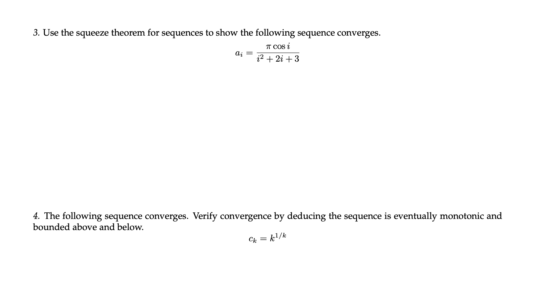 Solved 3. Use the squeeze theorem for sequences to show the | Chegg.com